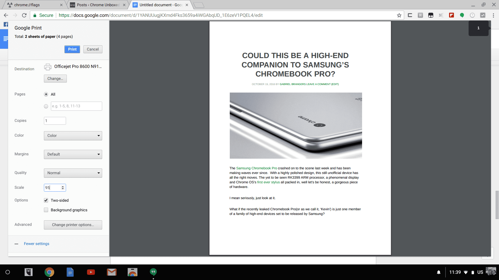 Chromebooks Get Print Scaling