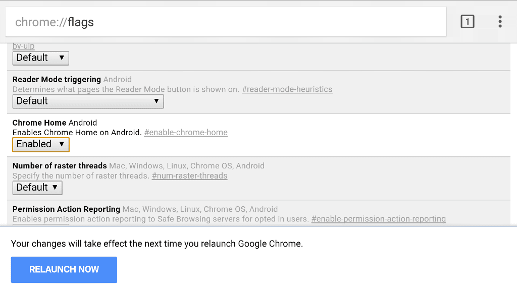 Chrome Developer For Android Gets Bottom URL Bar