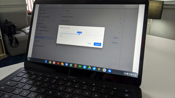 First Look at the UI for resizing Linux Disk on Chrome OS