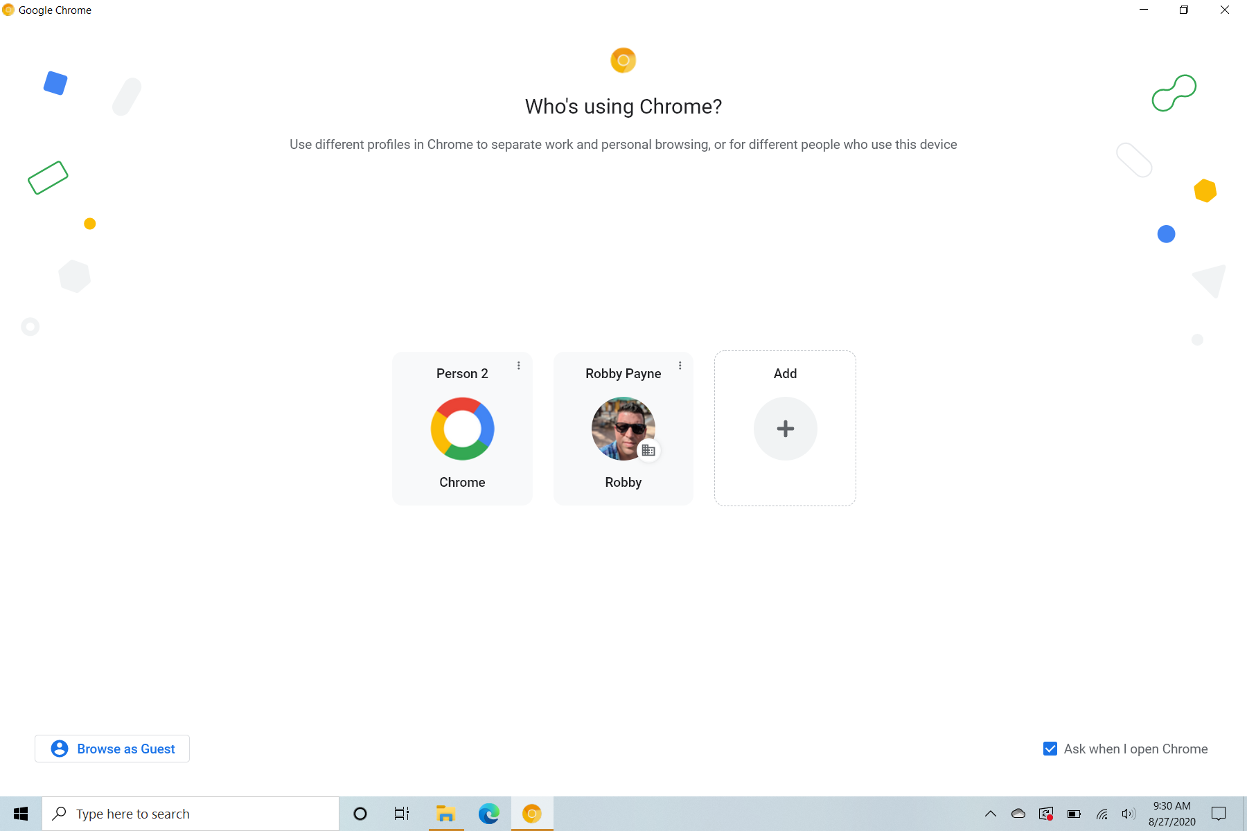 Chrome 87 Canary completely overhauls the profile setup UI