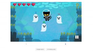 Momo the Cat is back for the 2020 Halloween Google Doodle