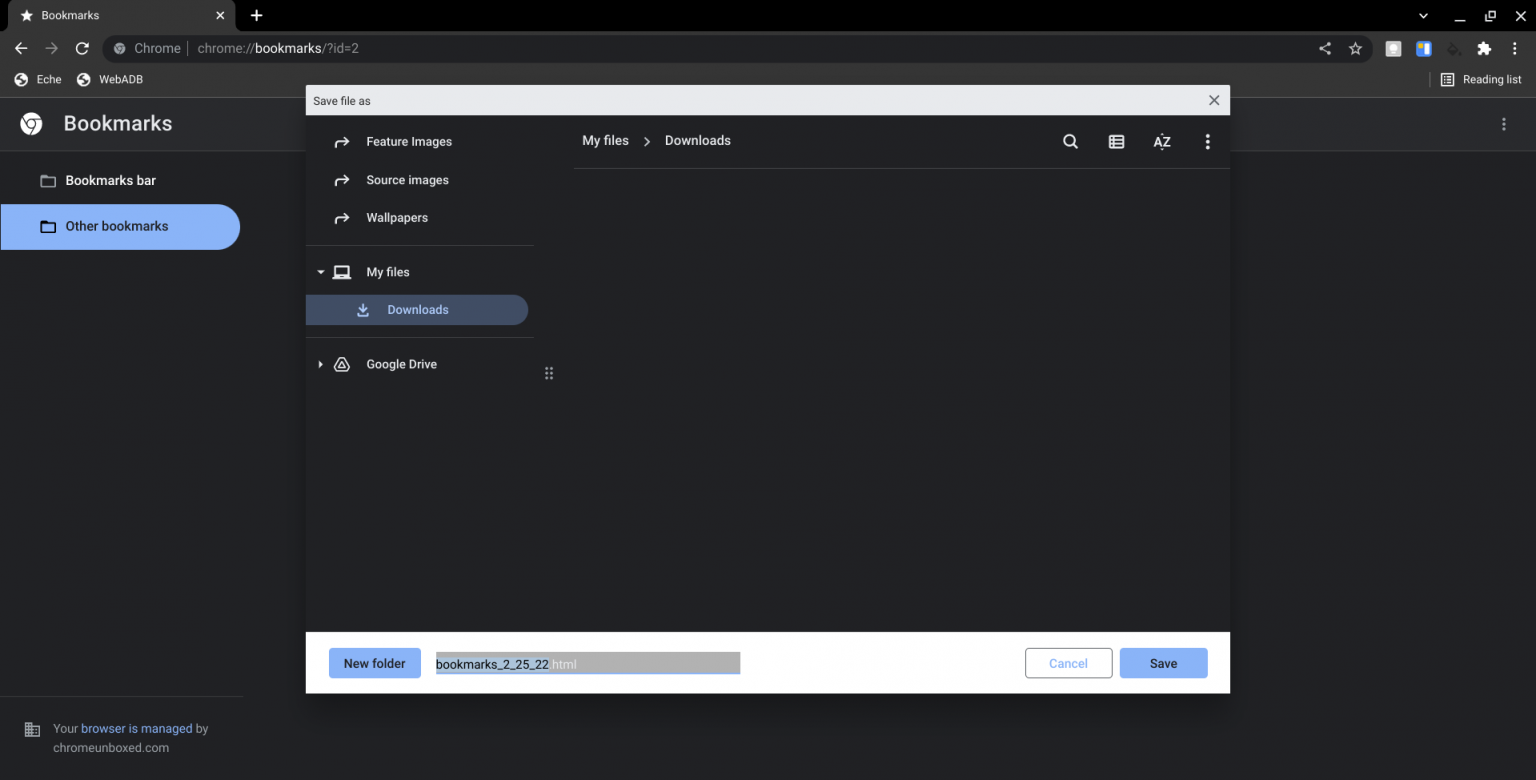 How to use and export your bookmarks from the Chrome browser