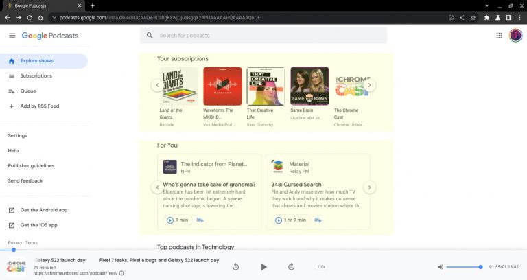 How to use Google Podcasts on the web