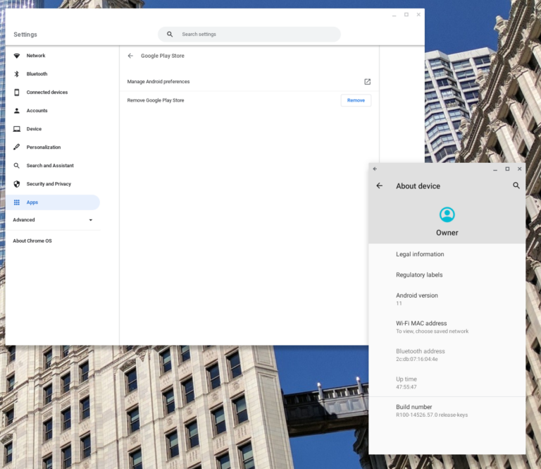 How to check for the new Android ARCVM container in ChromeOS