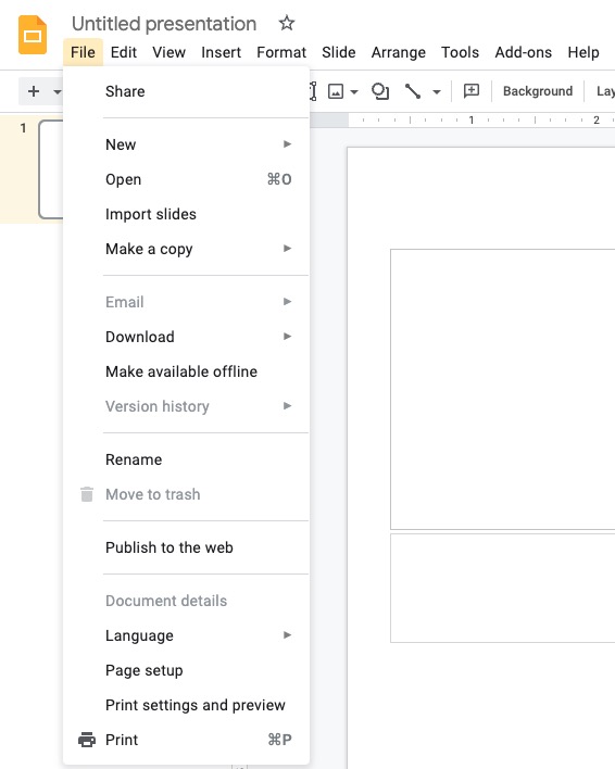 Google Slides and Drawings redesigns file menus
