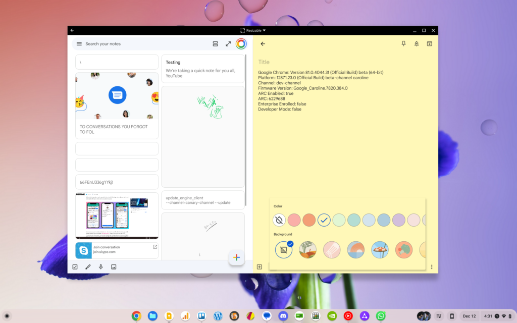 I’m switching to the Google Keep Android app on Chromebooks