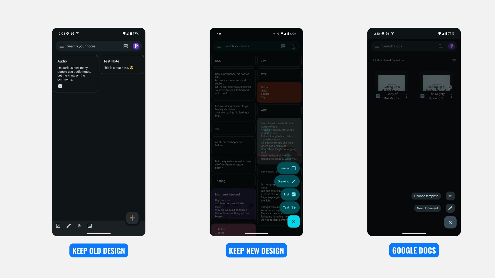 Google Keep ditches the bottom bar for a cleaner, modern look